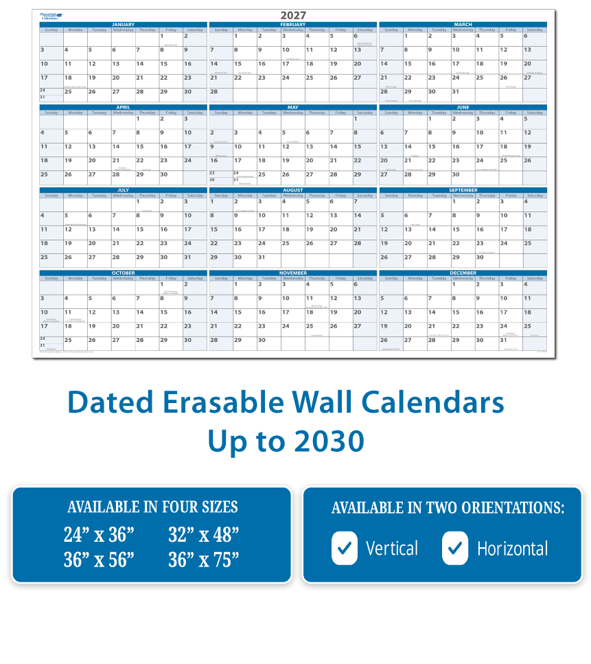 2025 up to 2030 Annual 12-Month Dry and Wet Erasable Wall Calendar ...