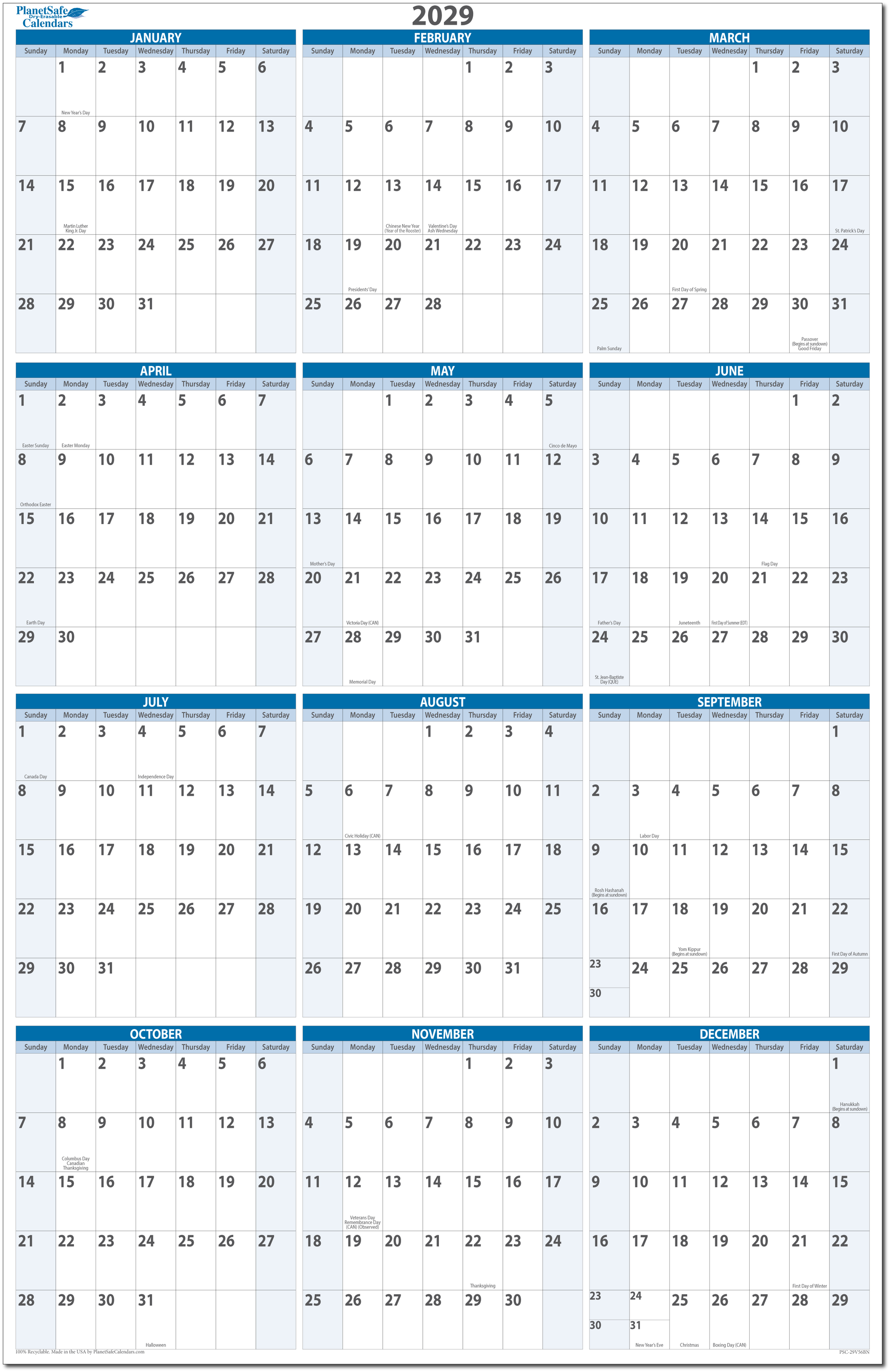 Now to 2040 Annual and Fiscal High-End Dry-Erasable Wall Calendar ...